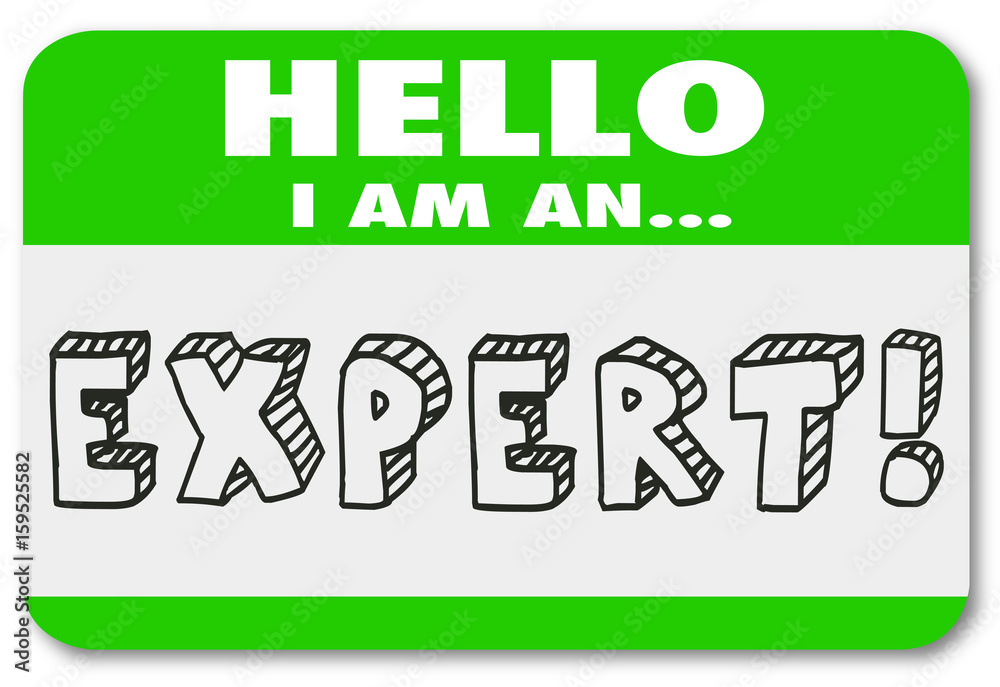 Hello I Am An Expert Name Tag Sticker Illustration Stock Photo | Adobe ...