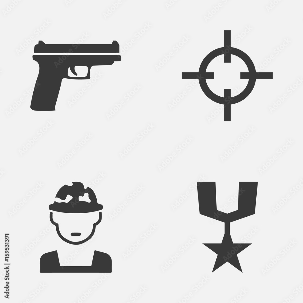 Warfare Icons Set. Collection Of Military, Target, Order And Other ...