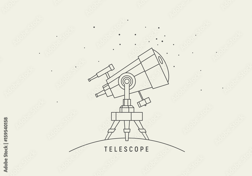 Telescope. Line art vector Stock Vector | Adobe Stock