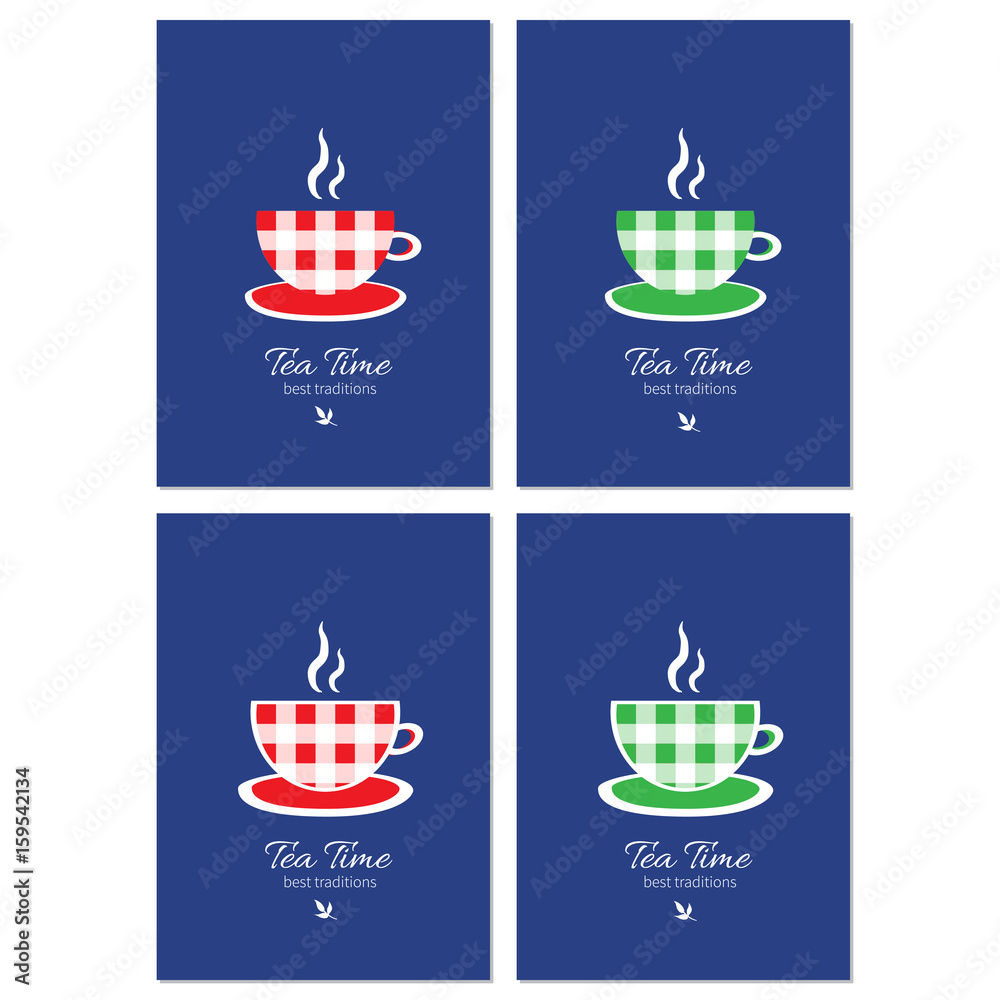 Cartoon cups vector illustration isolated on blue background ...