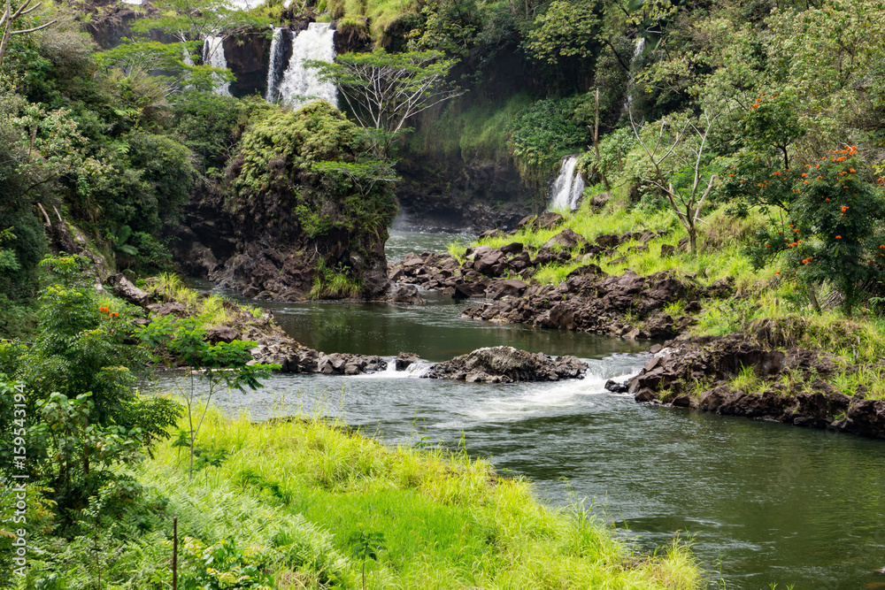 Lush Verdant Valley of Falls and Rivers Stock Photo | Adobe Stock