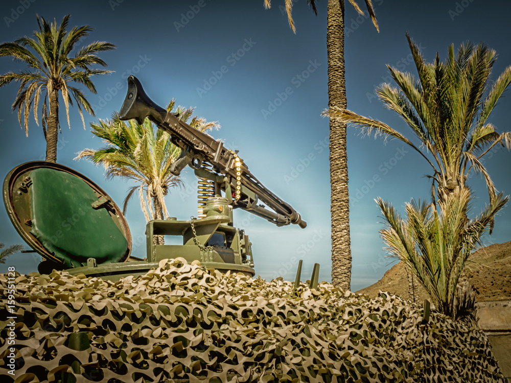 Mg 3 Machine gun, mounted on a tank Stock Photo | Adobe Stock