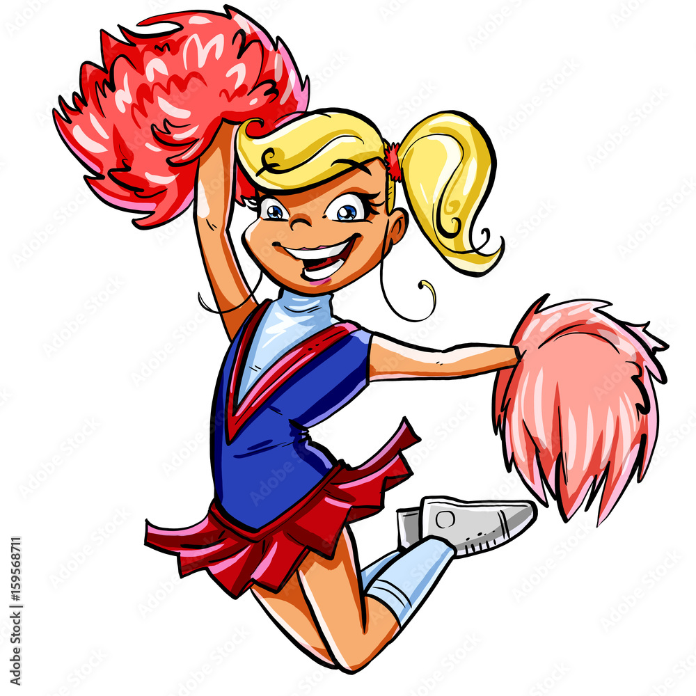 Cheerleader cartoon girl Stock Illustration | Adobe Stock