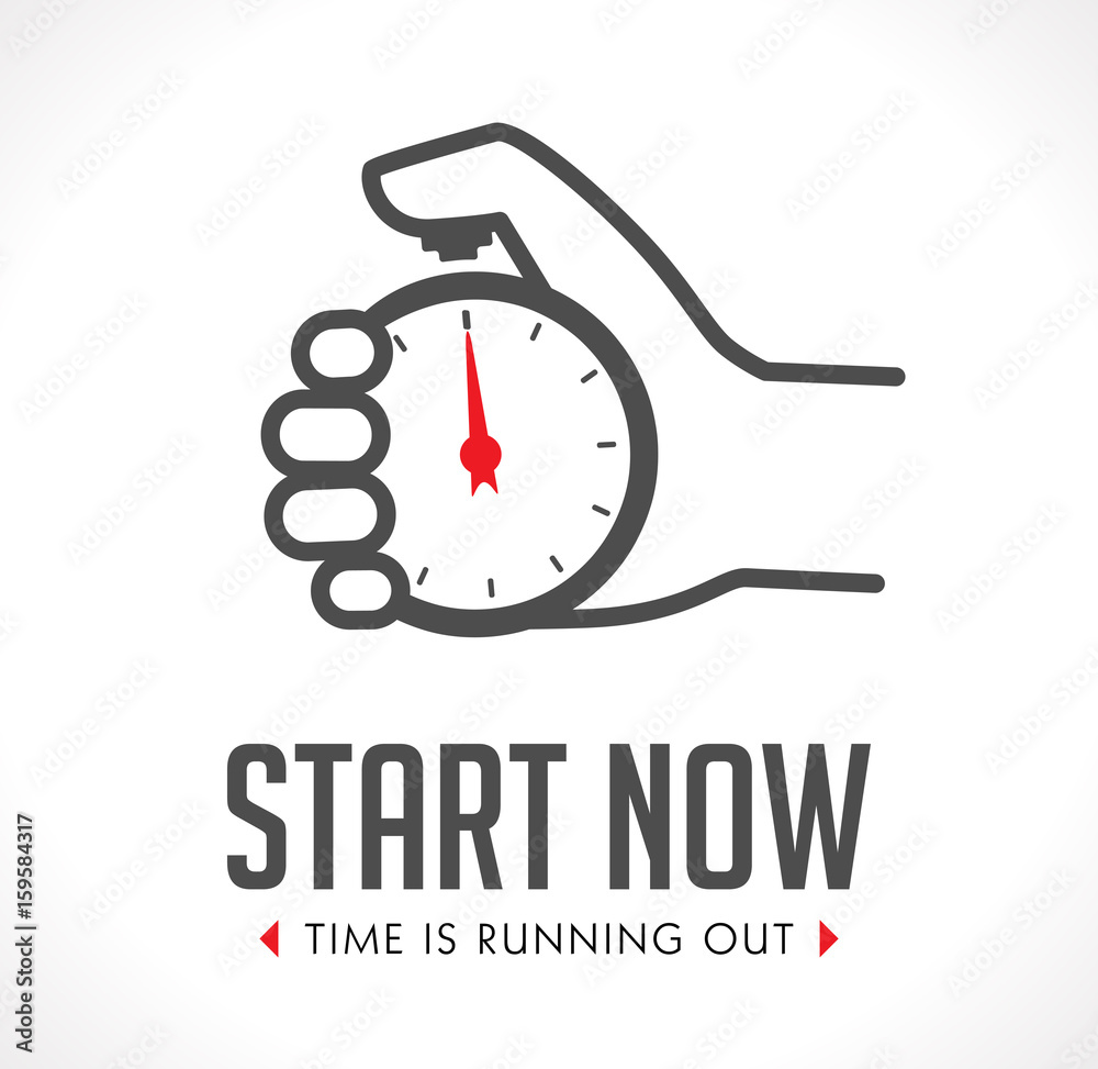 Logo - stopwatch in hand - start concept Stock Vector | Adobe Stock