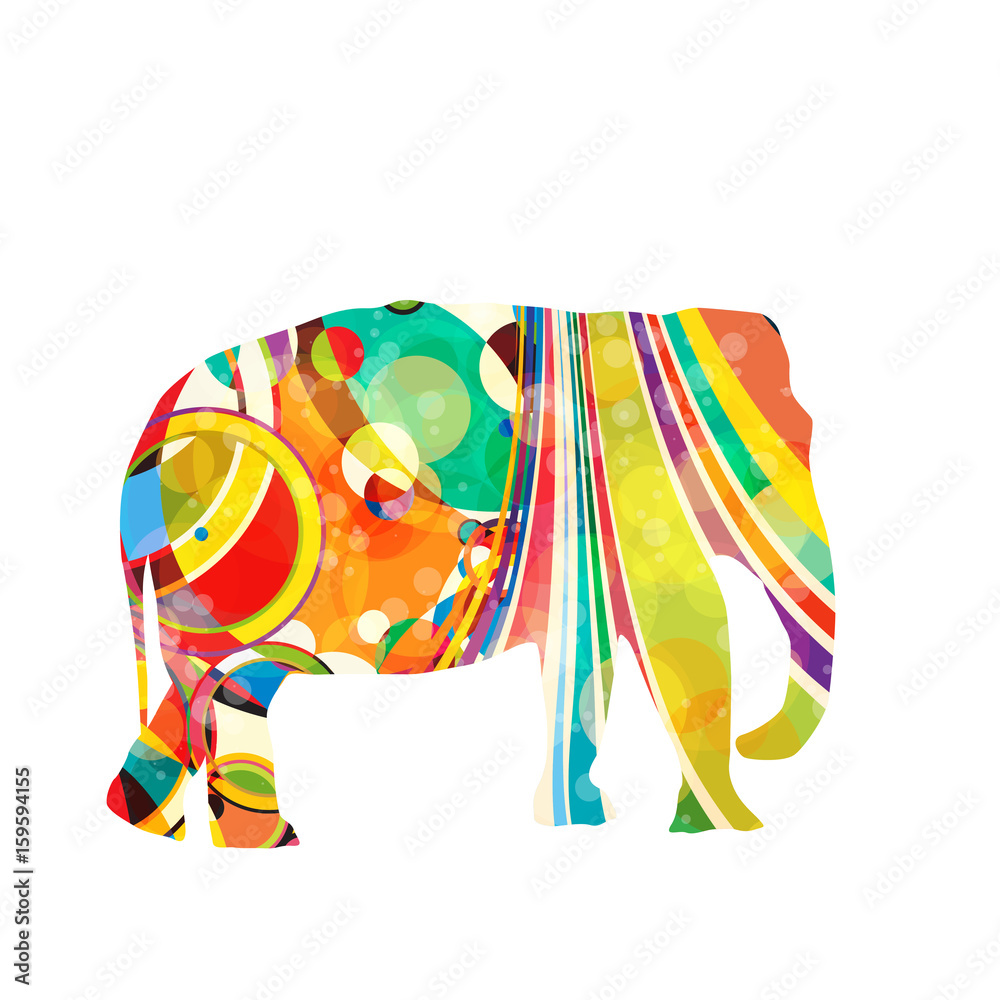Colorful elephant icon on white background Stock Vector | Adobe Stock