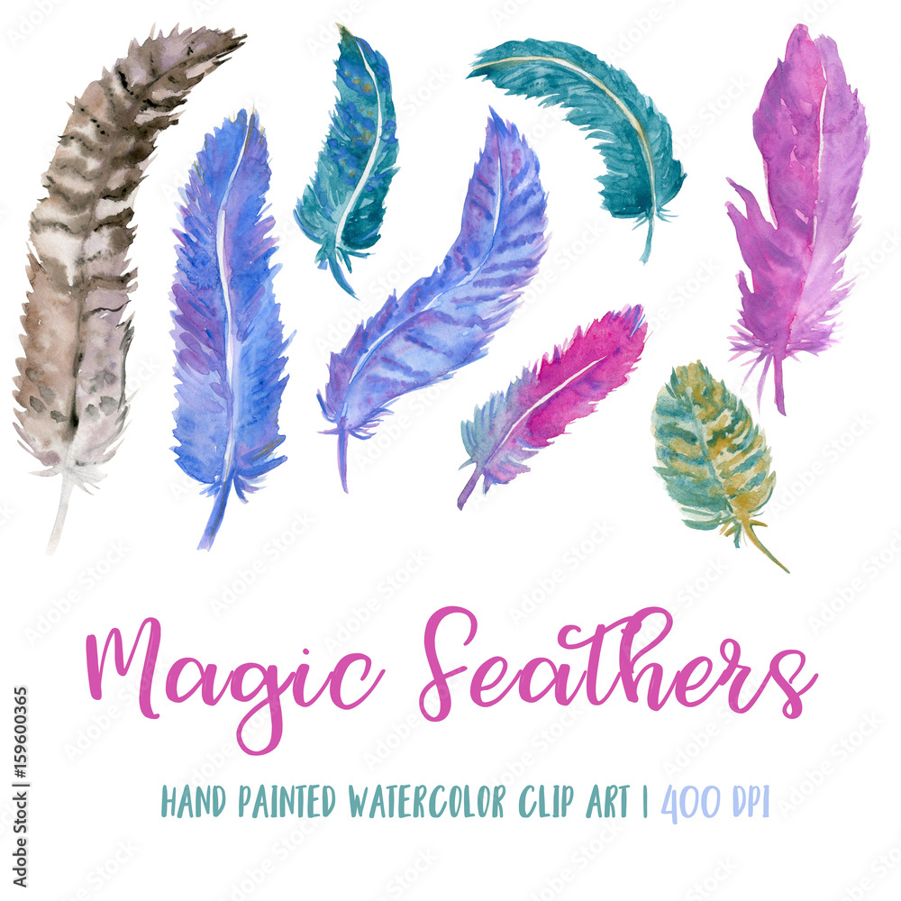 Watercolor Feather Clip Art
