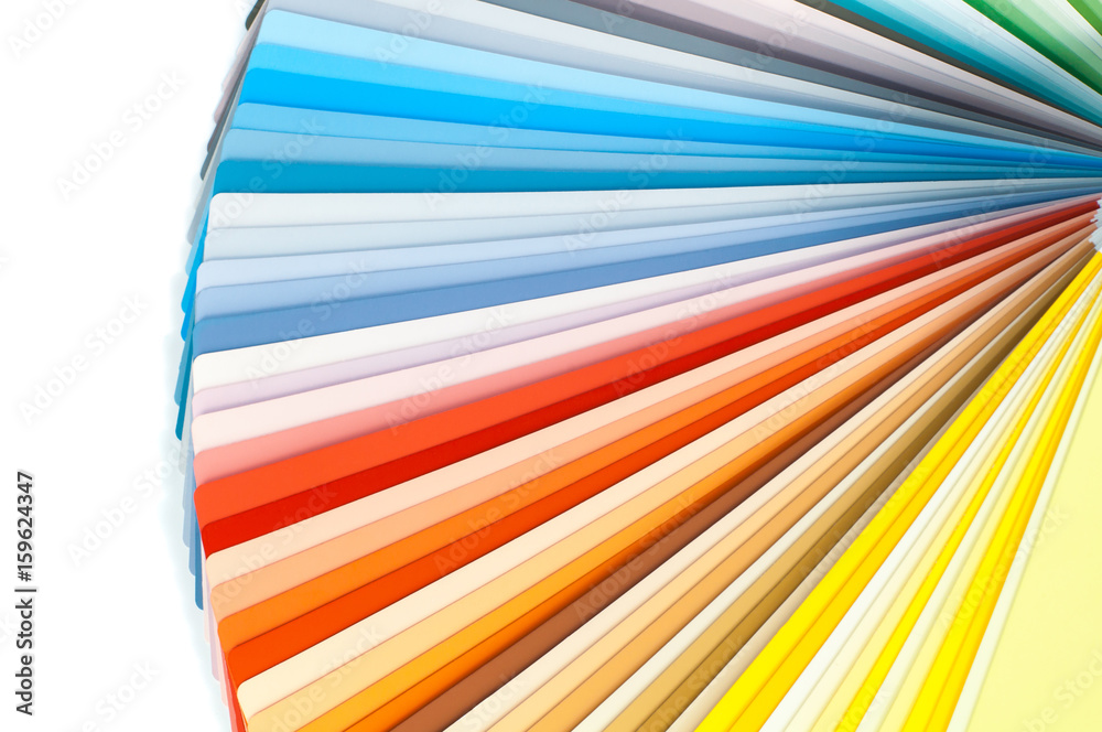 Fan with color palette, guide of acrylic paint samples Stock Photo ...