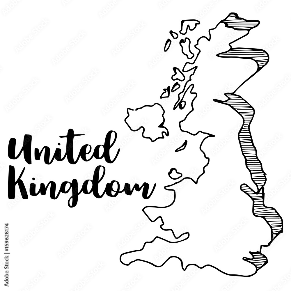 Hand drawn of United Kingdom map, vector illustration, vector Stock ...