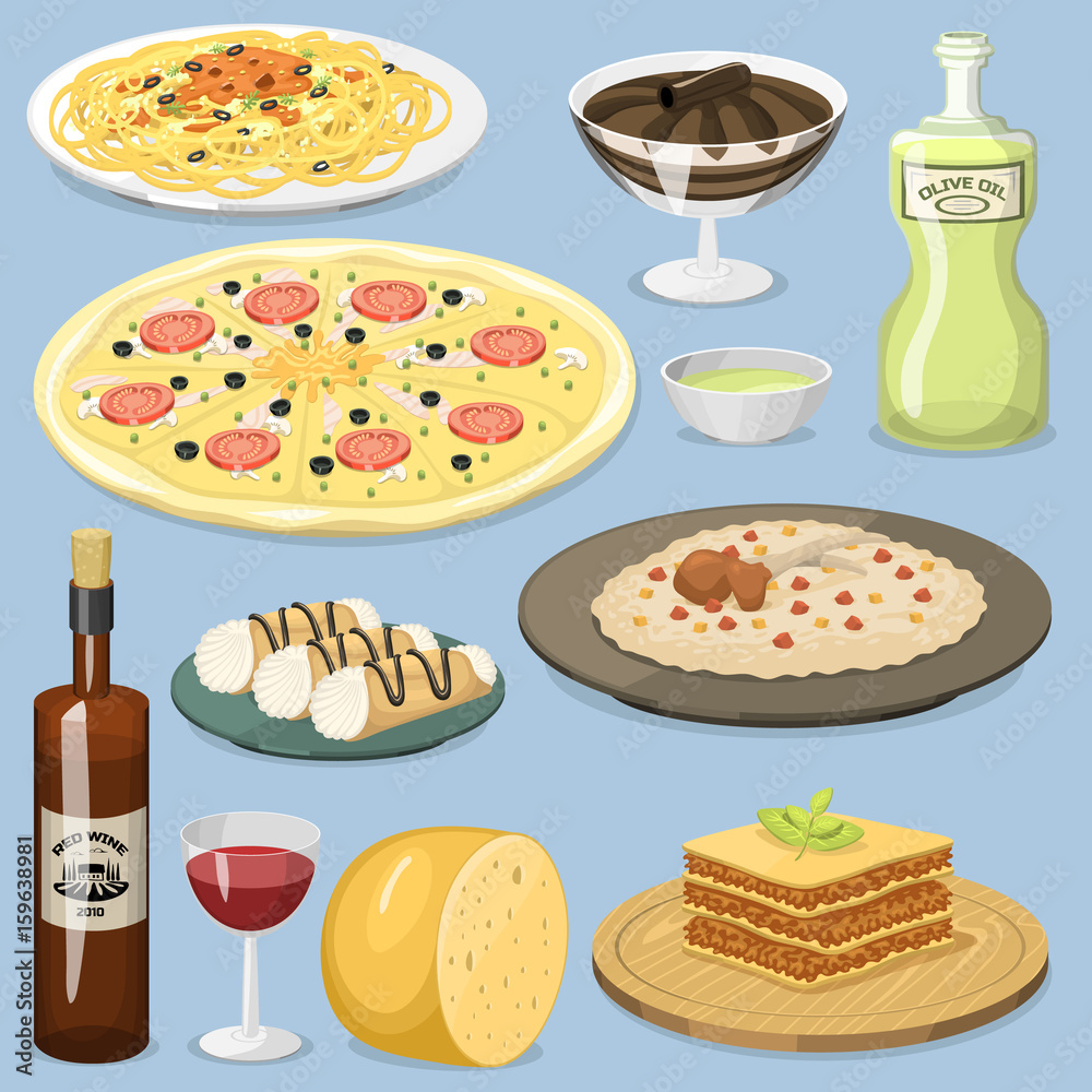 Cartoon Italian Food