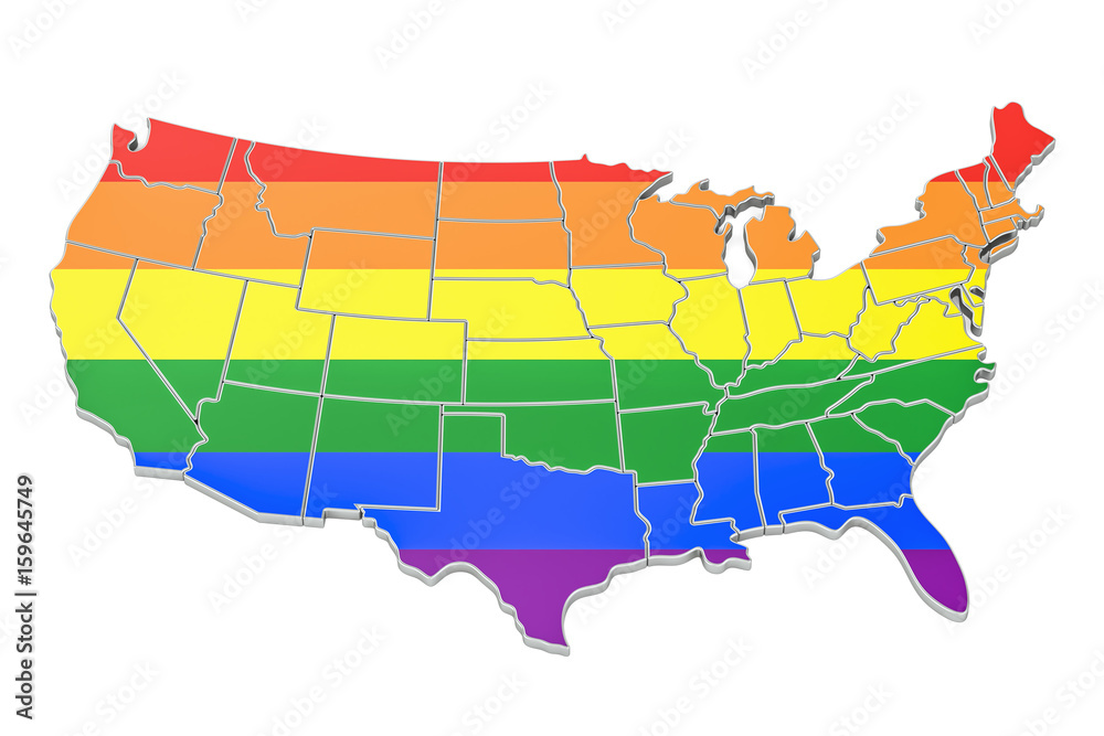 United states map with LGBT flag, 3D rendering Stock Illustration ...