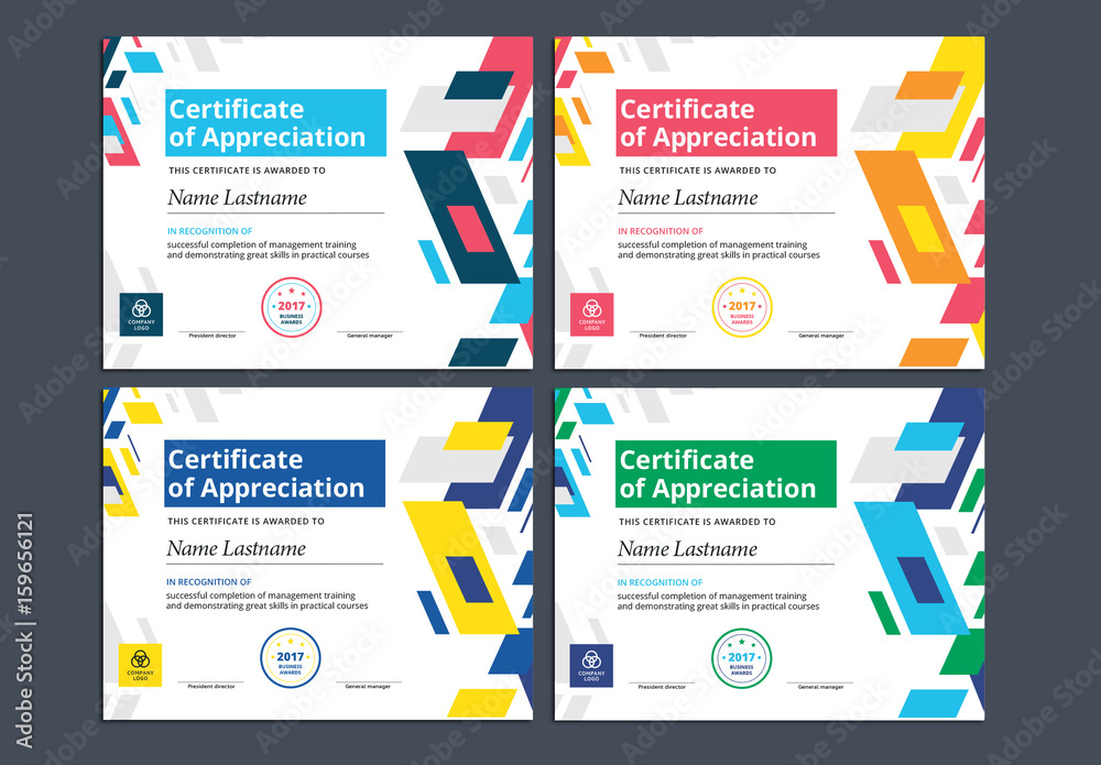 Colorful Award Certificate Layouts 1 Stock Template | Adobe Stock