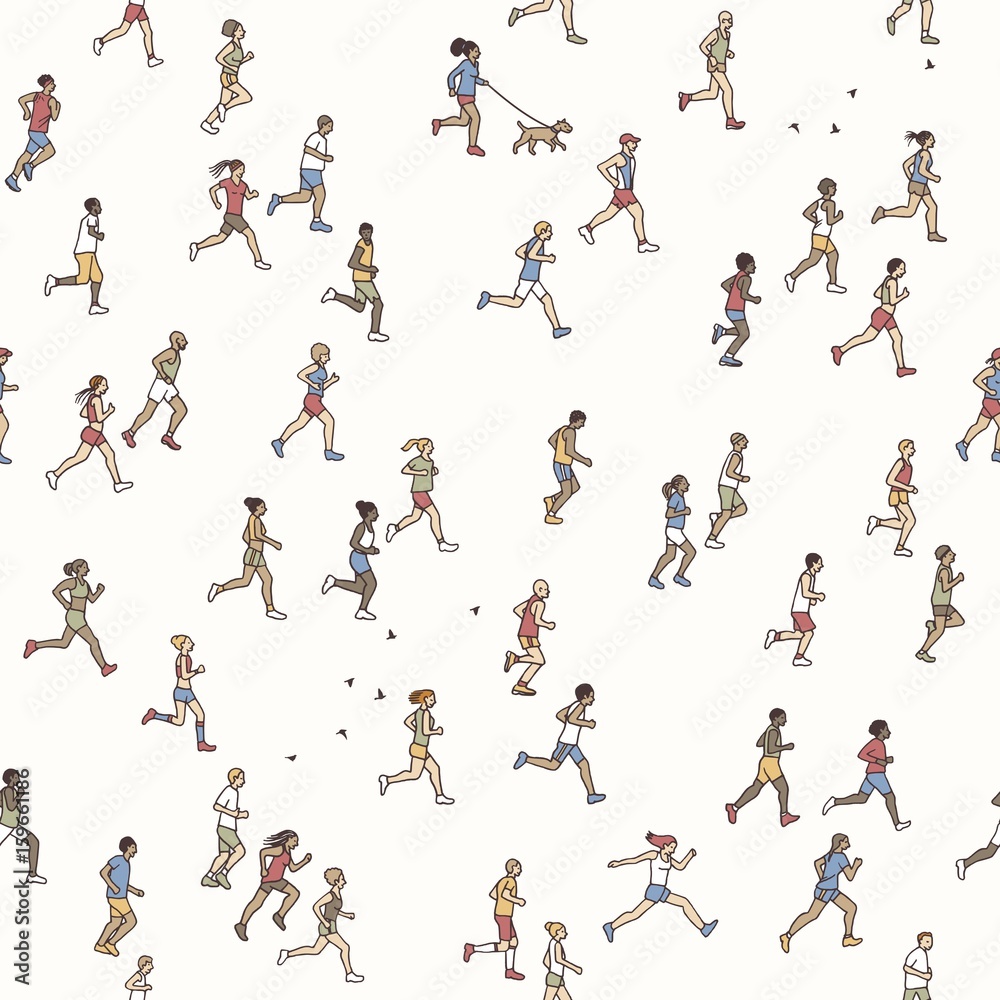 Seamless pattern of tiny marathon runners: a diverse collection of ...