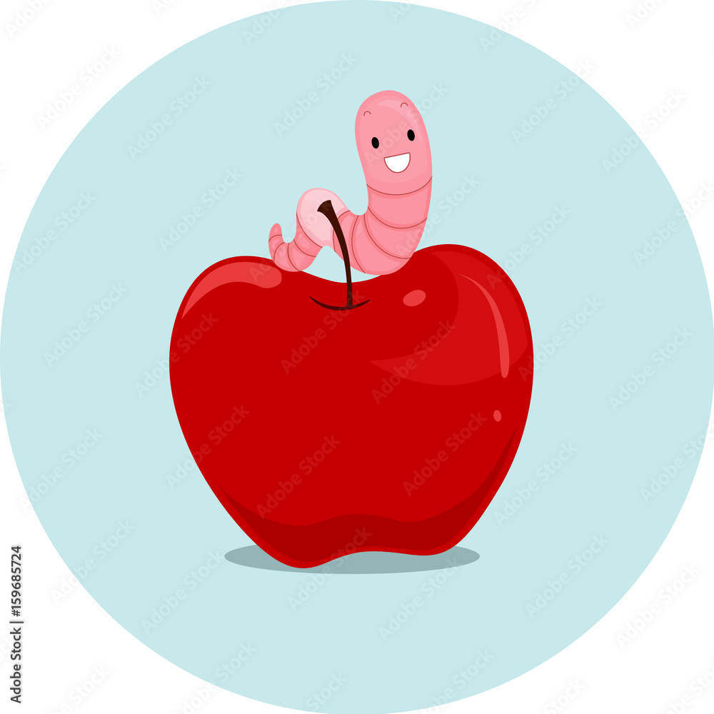 Preposition Apple Worm On Stock Vector | Adobe Stock