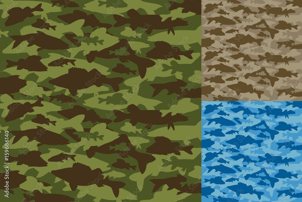 Fishing camouflage (camo) vector set Stock Vector | Adobe Stock