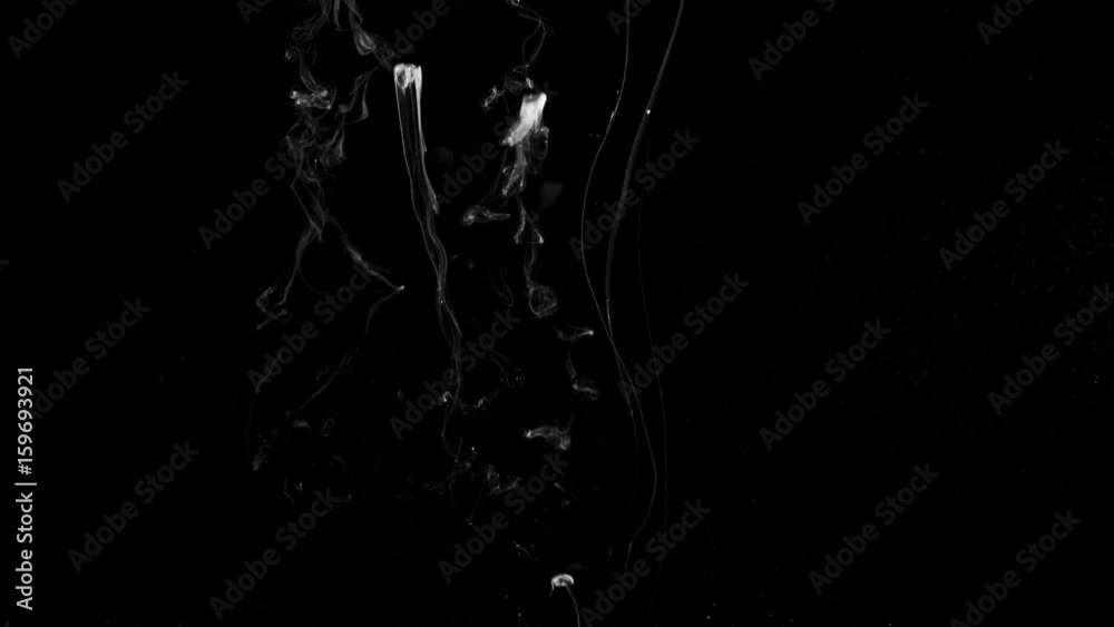 White Ink Effect In Water Filmed On Black Background. Abstract ink ...