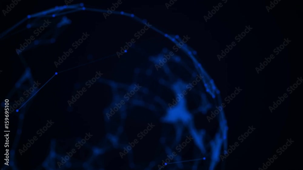 Sphere, globe and space in the form of a plexus. Abstract geometric background with moving lines ...