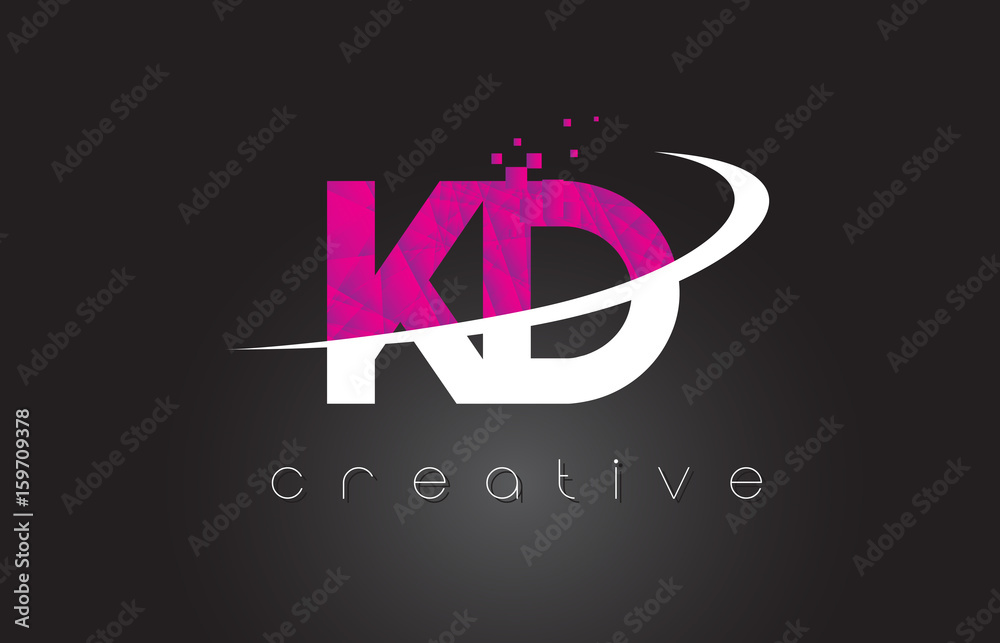 KD K D Creative Letters Design With White Pink Colors Stock Vector ...
