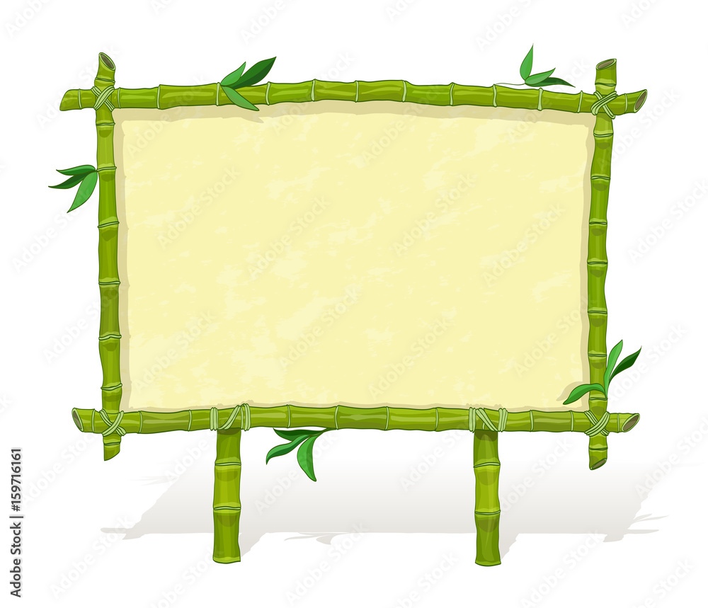 bamboo frame. blank signboard on tropical theme. cartoon vector ...