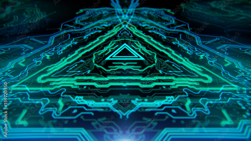 Blue, green circuit board background, can be used as digital dynamic ...