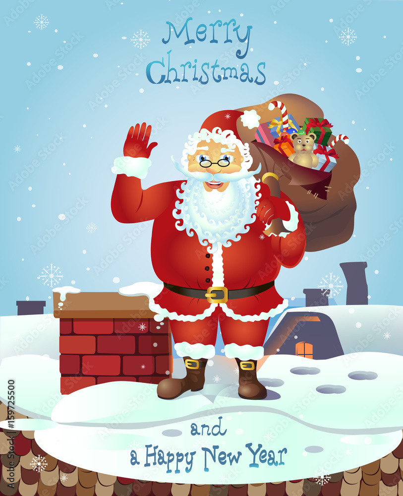 Santa Claus with a raised left hand cartoon character vector ...