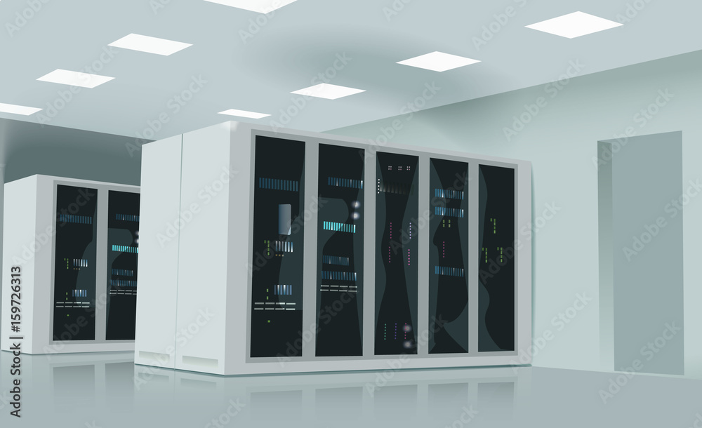 Realistic vector illustration of a server room. Realistic Stock Vector ...