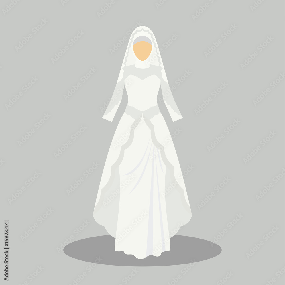 islamic wedding dress for the muslim bride in modern styles. vector ...