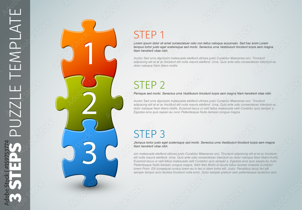Three Section Vertical Puzzle Piece Infographic Layout Stock Template ...