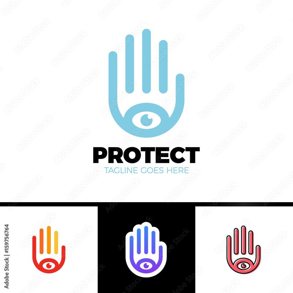Logo of a stylized hand with eye symbol. This logo is suitable for many ...
