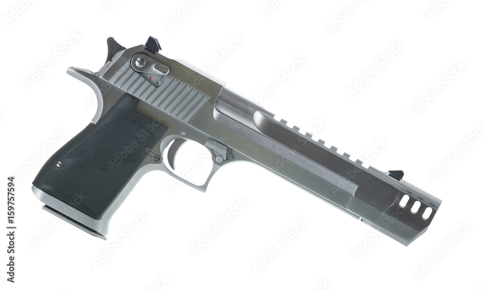 50 caliber Pistol Isolated on White Background Right Stock-Foto | Adobe ...