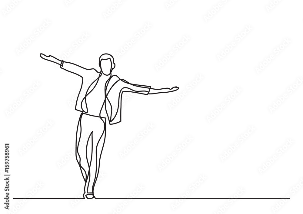 happy man walking - single line drawing Stock Vector | Adobe Stock