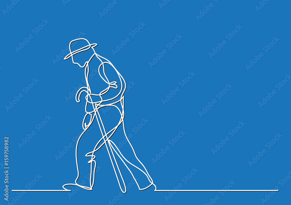 old man walking - single line drawing Stock Vector | Adobe Stock