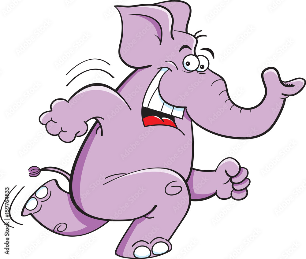Cartoon illustration of a running elephant. Stock Vector | Adobe Stock