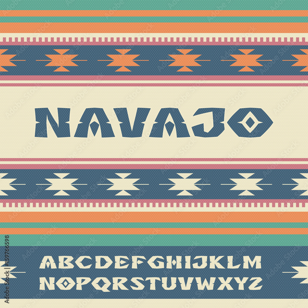 Navajo. Font in the style of ornaments of Indian tribes Stock Vector ...