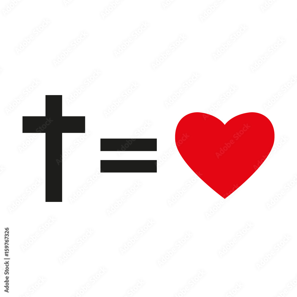Christian cross and silhouette of heart. symbol of christian love ...