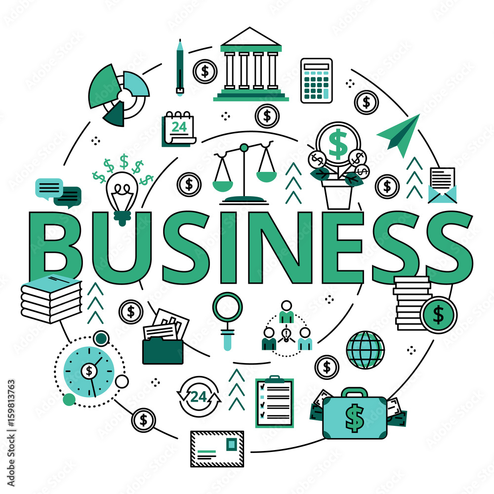 Business concept in modern flat line design for web banners and graphic ...