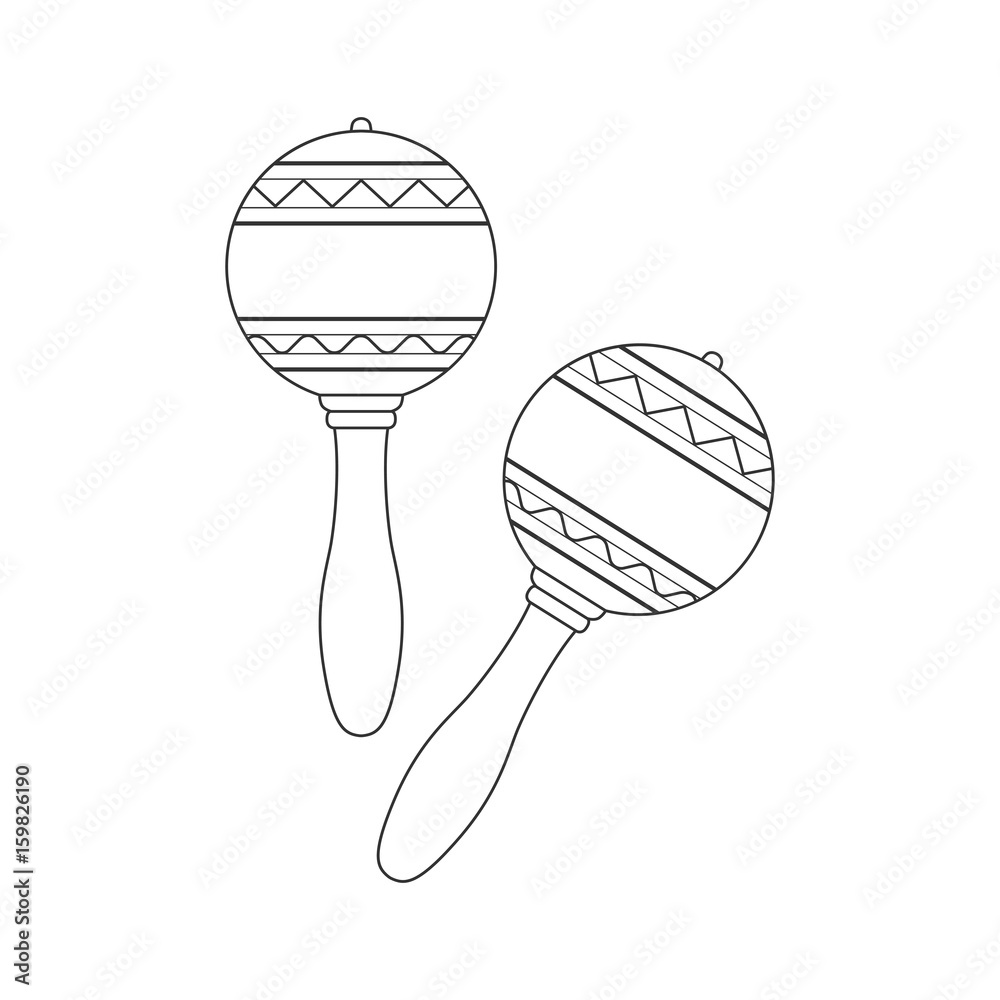 Isolated decorative ornate pair of maracas on white background. Black ...