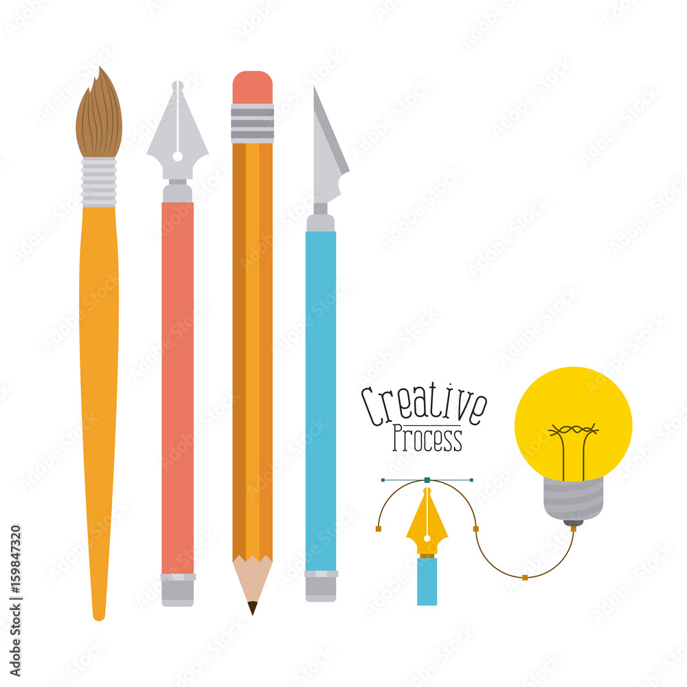 colorful background with tool elements to design creative process ...