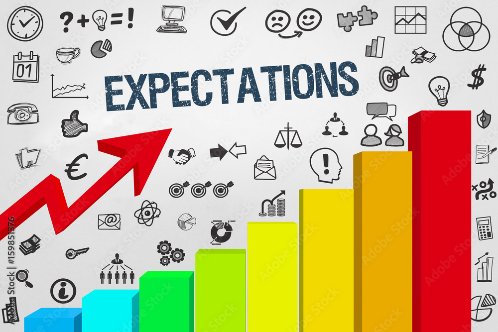Expectations / Diagramm mit Symbole Stock Photo | Adobe Stock