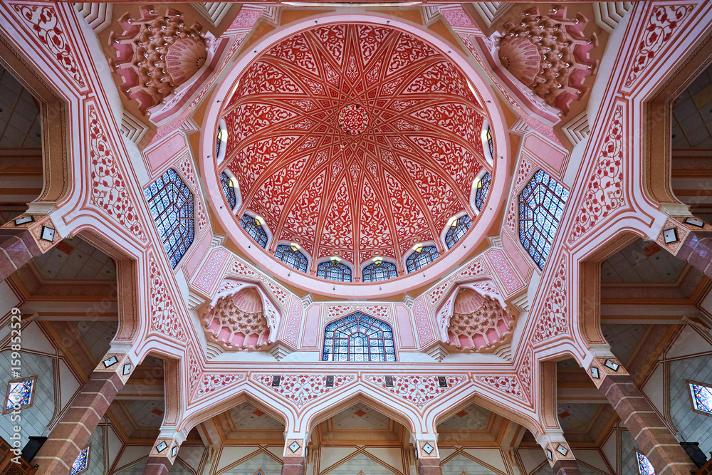 Interior of Masjid Putra Mosque in Putrajaya, Malaysia Stock Photo ...
