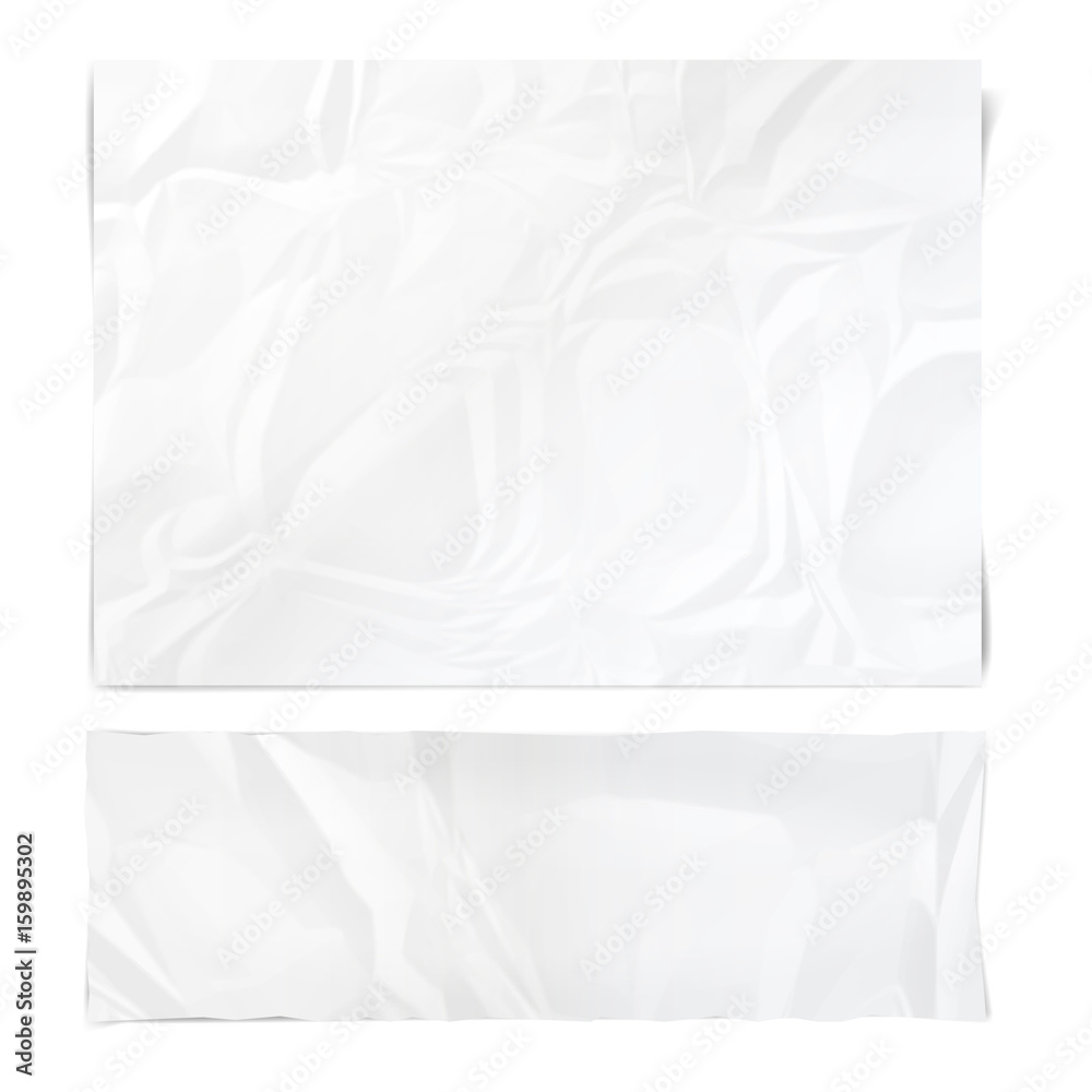 Realistic white sheets of crumpled paper. Wrinkled papers texture ...
