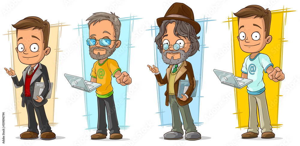 Cartoon programmer with laptop character set Stock Vector | Adobe Stock