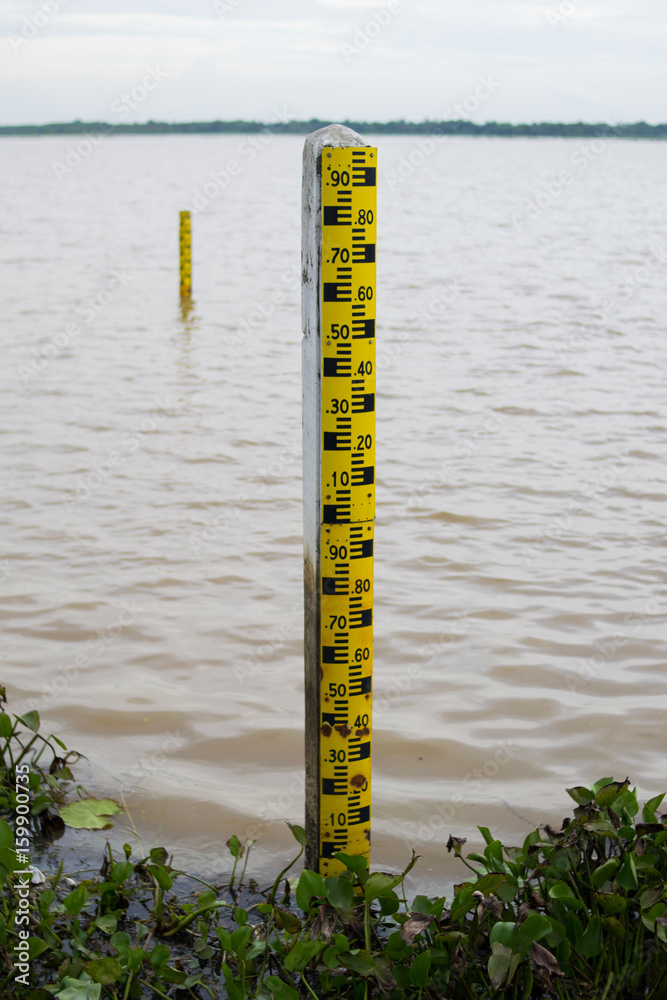 closeup water level indicators at a river in thailand Stock Photo ...