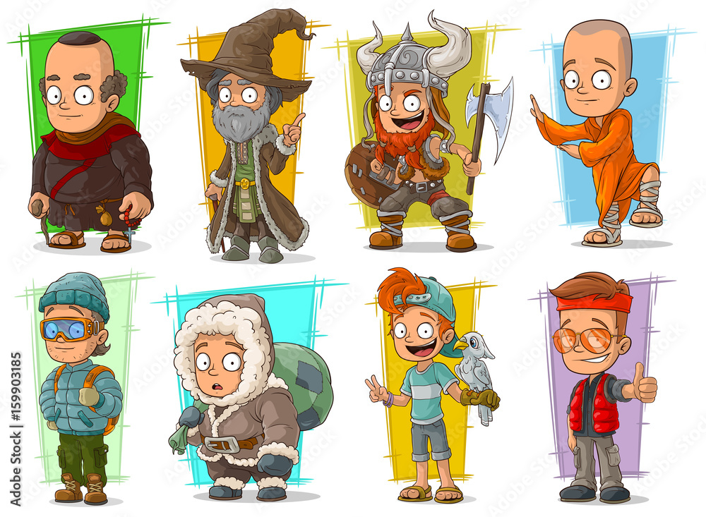 Cartoon cool funny different characters vector set Stock Vector | Adobe ...