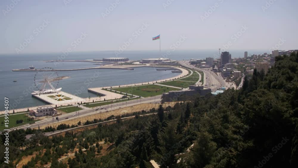 Panoramic view from above the city of Baku, Azerbaijan. View from top ...
