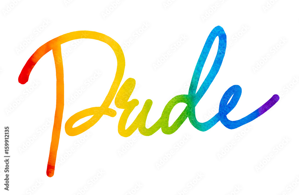 rainbow pride text watercolor splash texture isolated on white ...