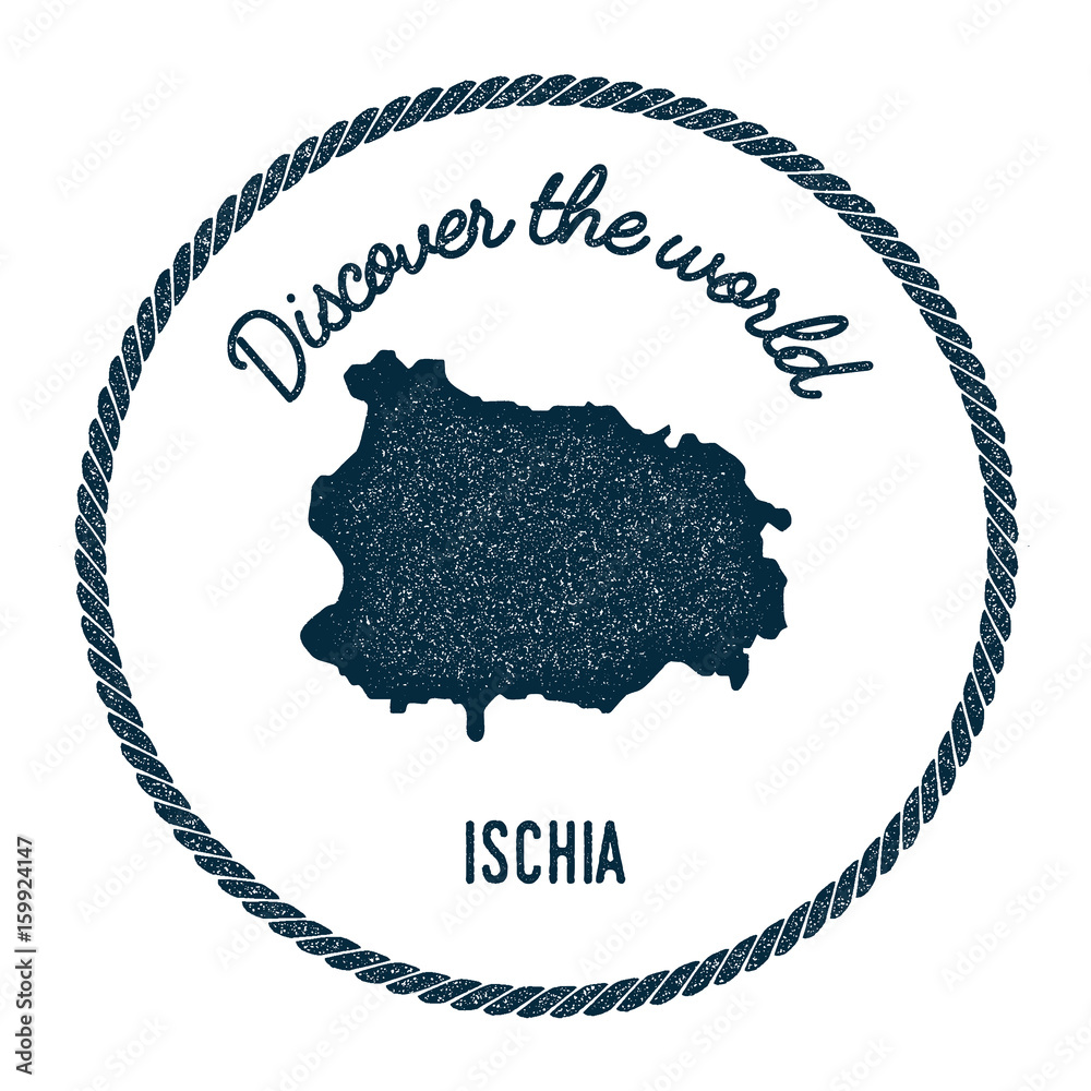 Ischia map in vintage discover the world insignia. Hipster style ...