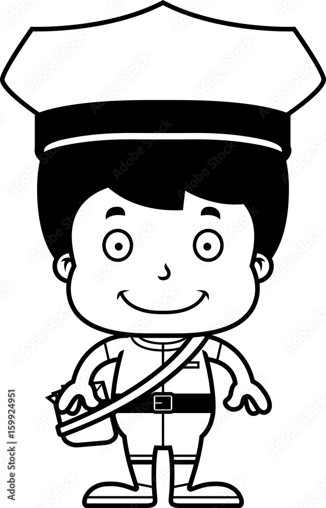 Cartoon Smiling Mail Carrier Boy Stock Vector | Adobe Stock