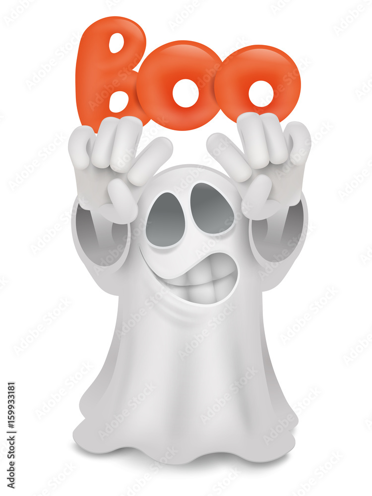 Cartoon ghost emoji character with boo title Stock Vector | Adobe Stock