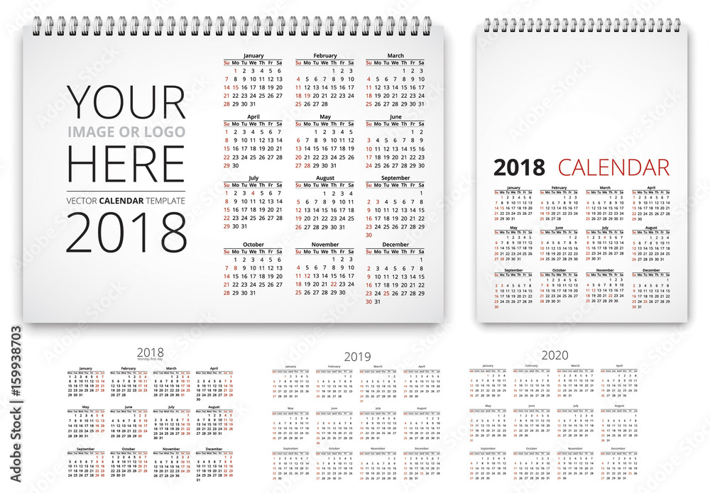 Minimalist Calendar Layout Set Stock Template | Adobe Stock
