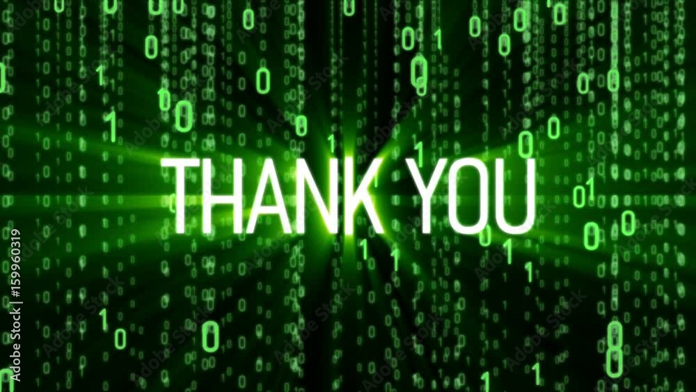 Thank you text on binary matrix background. Motion Background ...